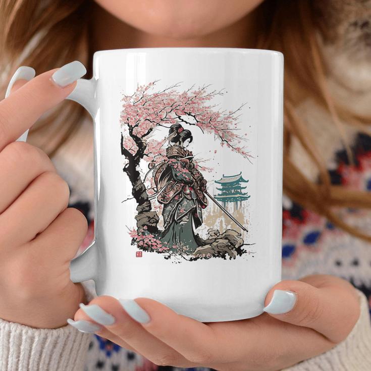 Japanese Samurai Culture Vintage Sakura Cherry Graphic Coffee Mug | Mazezy