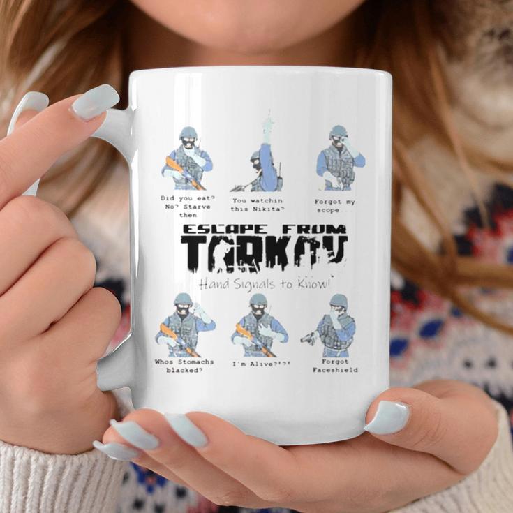 Tarkov Hand Signs Escape From Tarkov Coffee Mug | Mazezy
