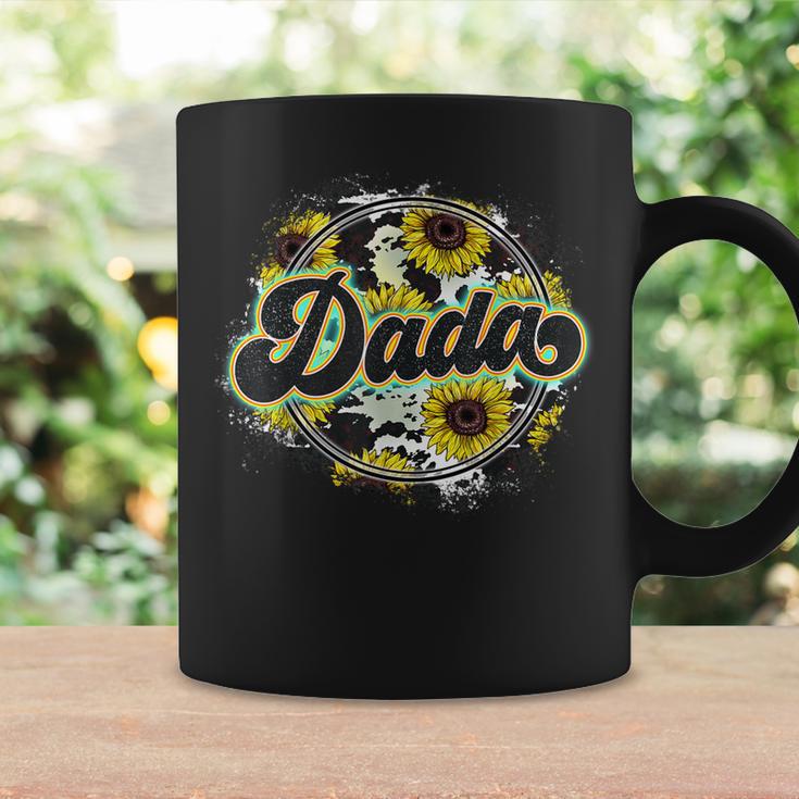 Dada Sunflower Western Fathers Day Cow Print Dad Life Coffee Mug | Mazezy