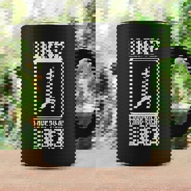 Funny Gym Workout Top Lunge Lunch Stick Figure Coffee Mug | Mazezy