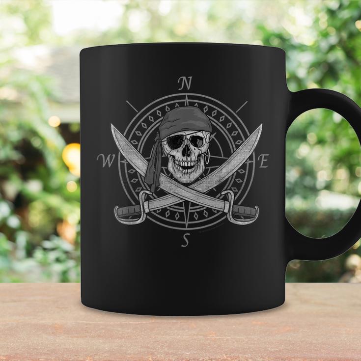 Jolly Roger Pirate Skull And Cutlasses Compass Distressed Coffee Mug ...