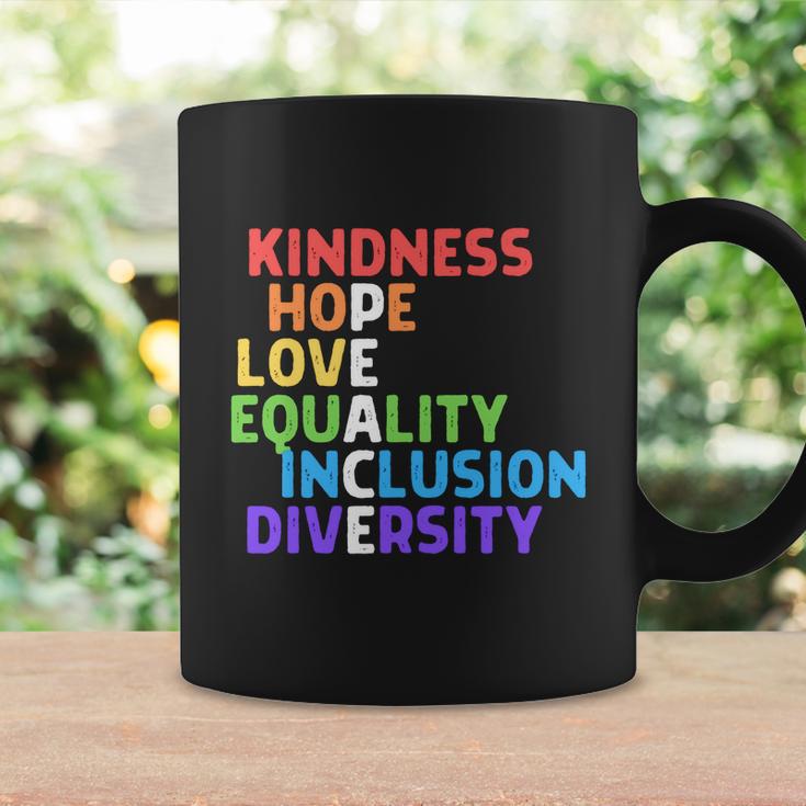 Kindness Peace Equality Inclusion Diversity Human Rights V2 Coffee Mug ...