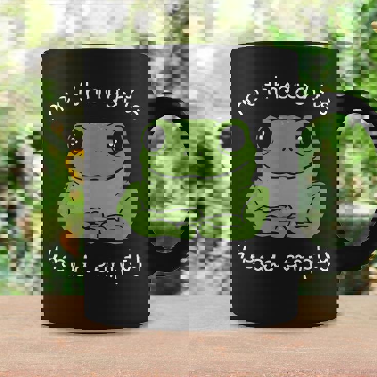 No Thoughts Head Empty Cute Frog Meme Aesthetic Coffee Mug | Mazezy