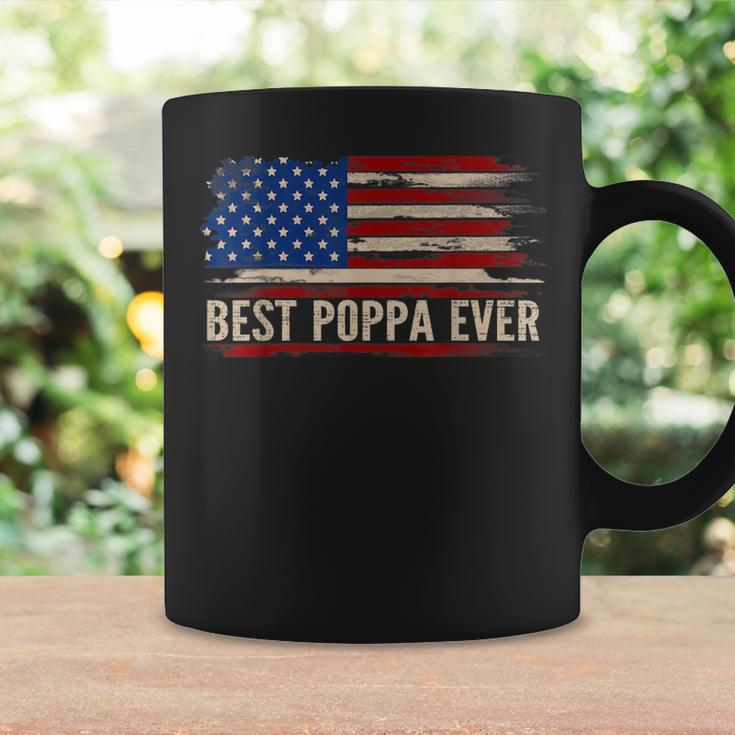 Vintage Best Poppa Ever American Flag Fathers Day Gift Coffee Mug | Mazezy