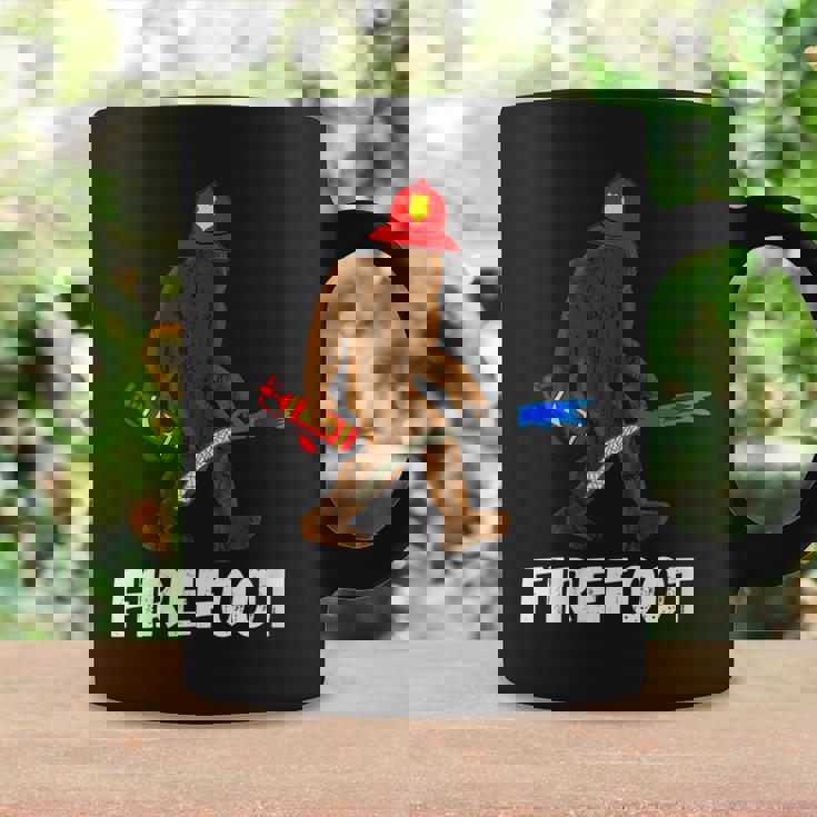 Womens Fire Fighter Bigfoot Fireman Funny Sasquatch Firefighter Coffee ...