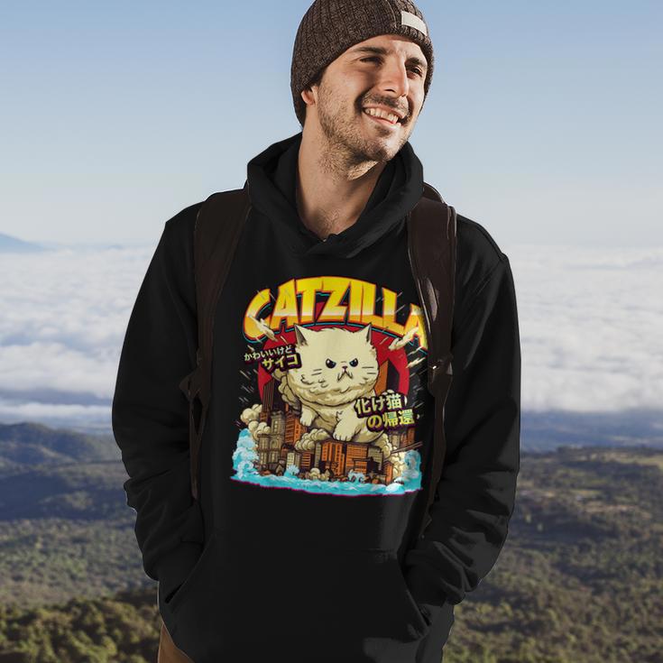 Catzilla Cute Paws Top Funny Grumpy Fluffy Cat Fluff Around Hoodie | Mazezy