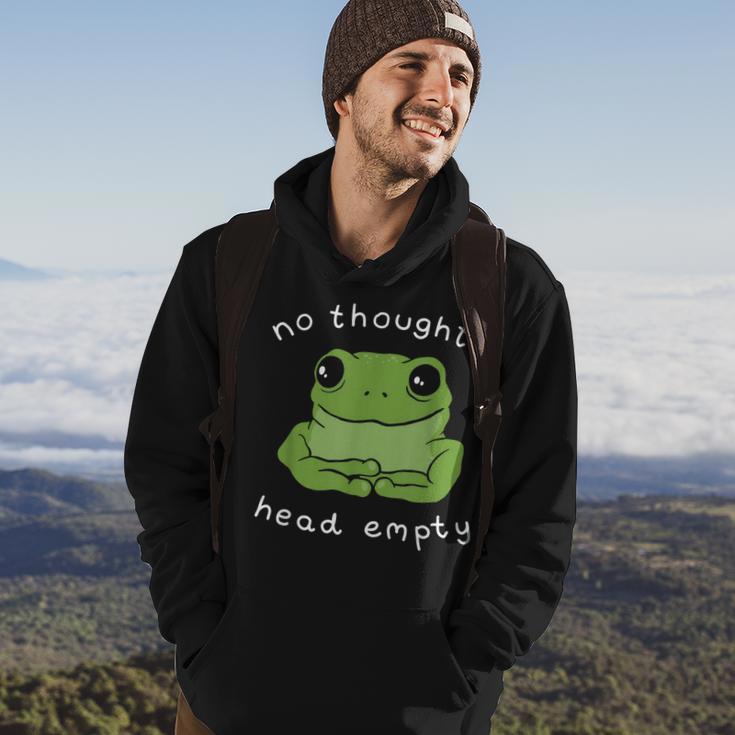 No Thoughts Head Empty Cute Frog Meme Aesthetic Hoodie | Mazezy