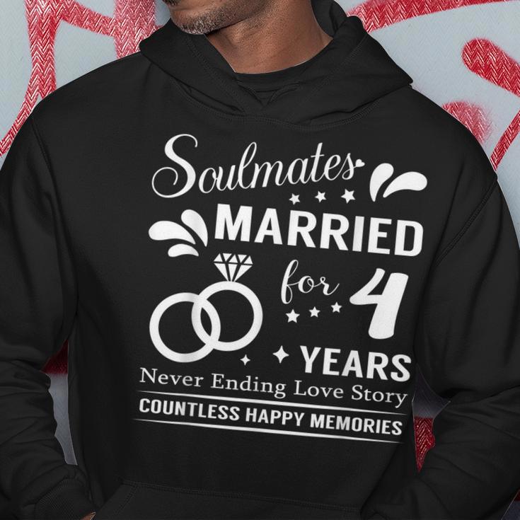 4 Years Of Marriage Couple Married 4Th Wedding Anniversary Hoodie ...
