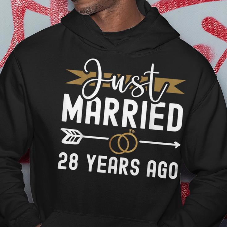 Just Married 28 Years Ago 28Th Wedding Anniversary Hoodie | Mazezy
