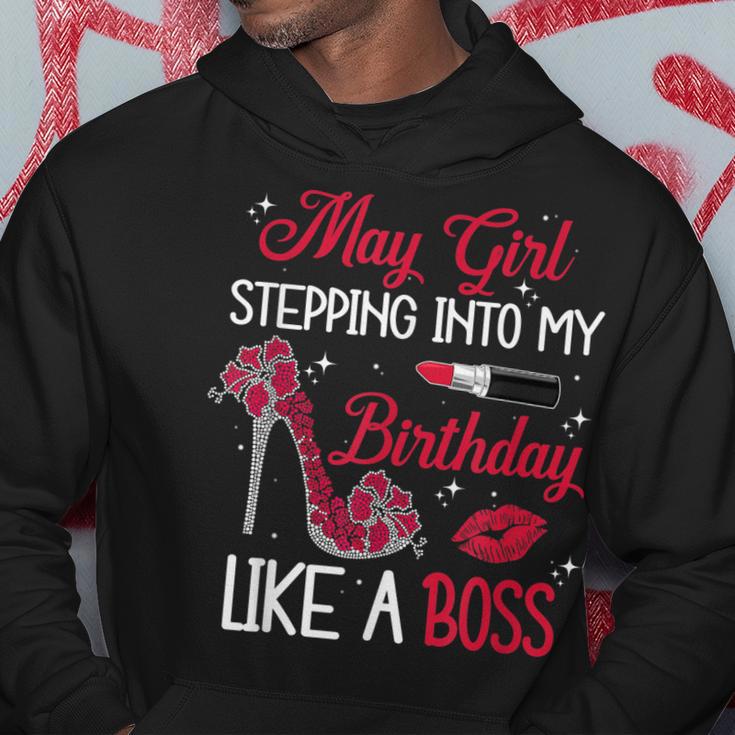 May Girl Stepping Into My Birthday Like A Boss Shoes Gifts Hoodie | Mazezy