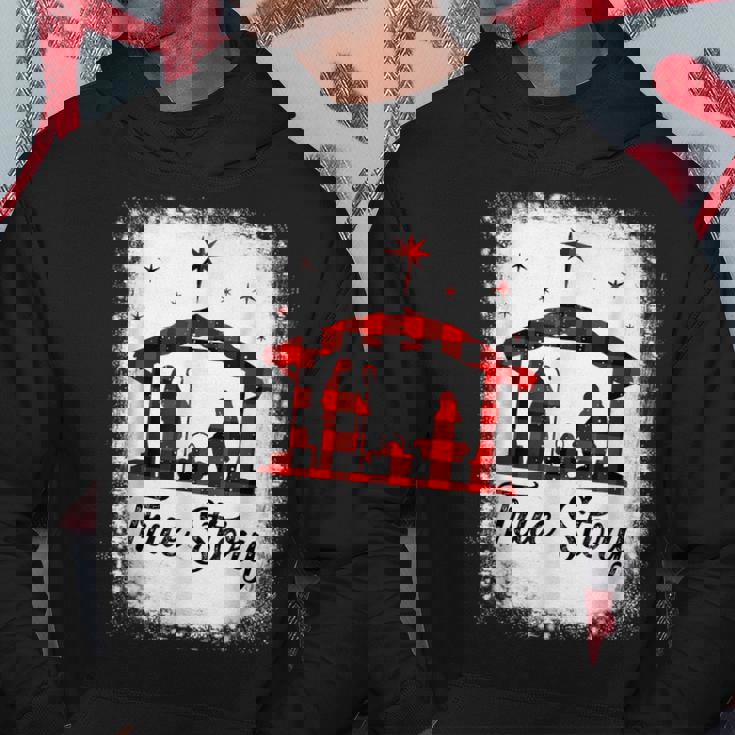 Red Plaid True Story Of Jesus Birth Christmas Nativity Men Hoodie ...