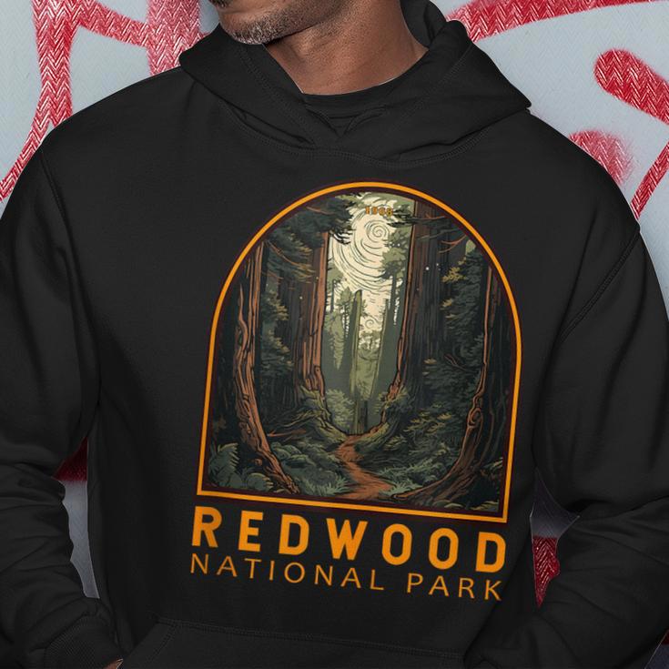 Redwood National Park Illustration Trail Emblem Hoodie | Mazezy