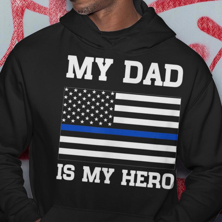 Thin Blue Line My Dad Is My Hero Son Daughter Of Cop Hoodie - Thegiftio UK