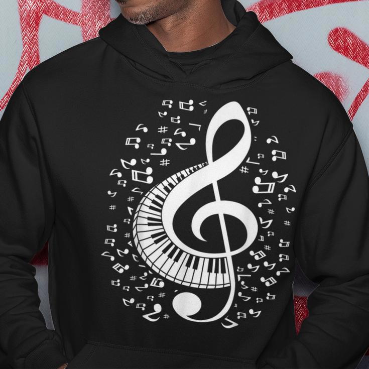 Treble Clef Keyboard Classical Music Notes Pianist Piano Hoodie | Mazezy