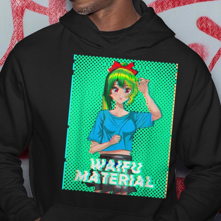 Waifu Material Japanese Text Aesthetic Vaporwave Anime Gift Hoodie ...