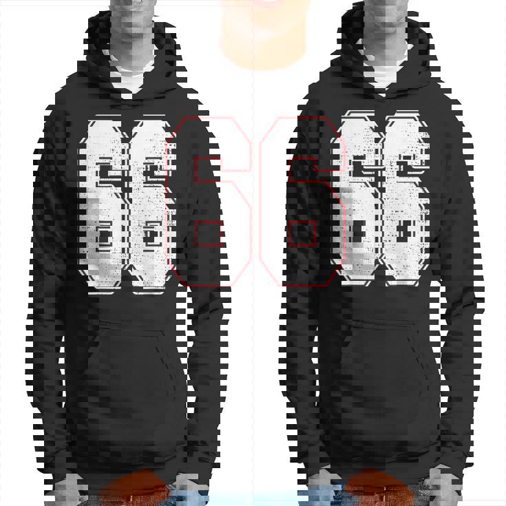 66 Outline Number 66 Fan Varsity Sports Team Blue Jersey Hoodie - Seseable