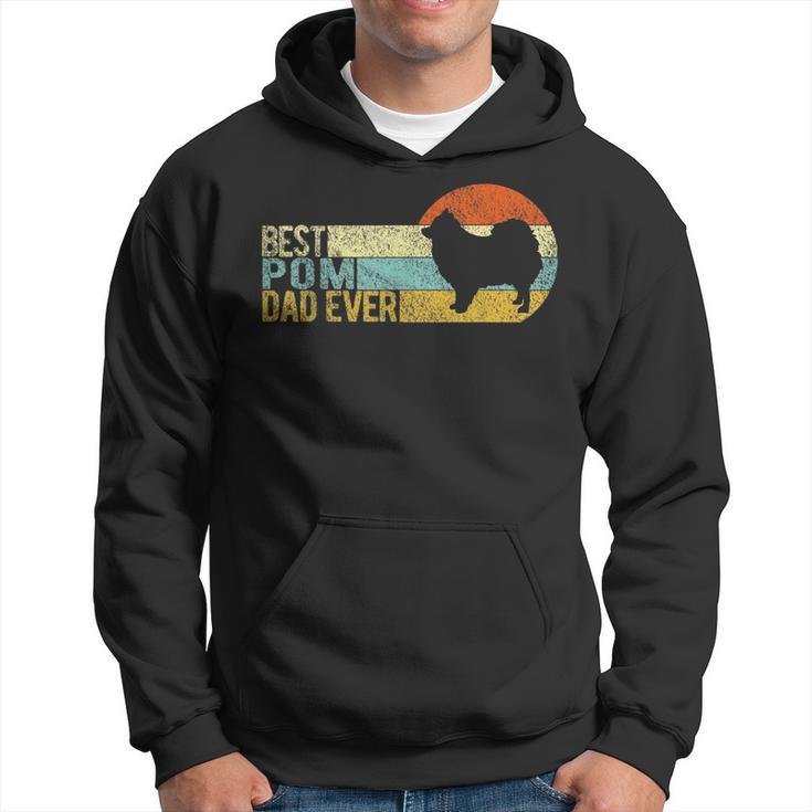 Best Pom Dad Ever Pomeranian Papa Dog Dad Retro Vintage Hoodie - Seseable