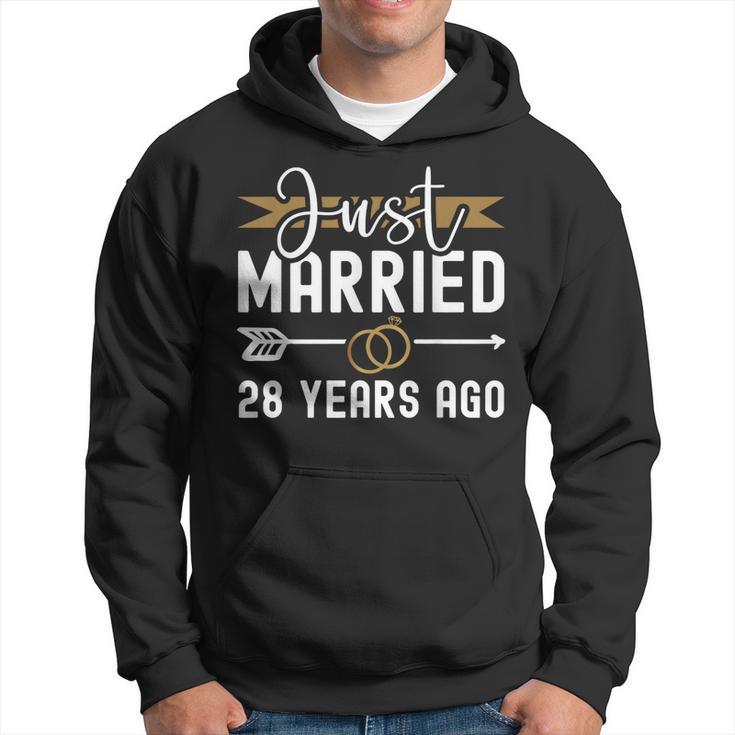 Just Married 28 Years Ago 28Th Wedding Anniversary Hoodie | Mazezy