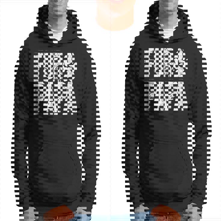 Mens Funny Fur Papa Shirt Pet Lover Dog Dad Fathers Day Hoodie | Mazezy