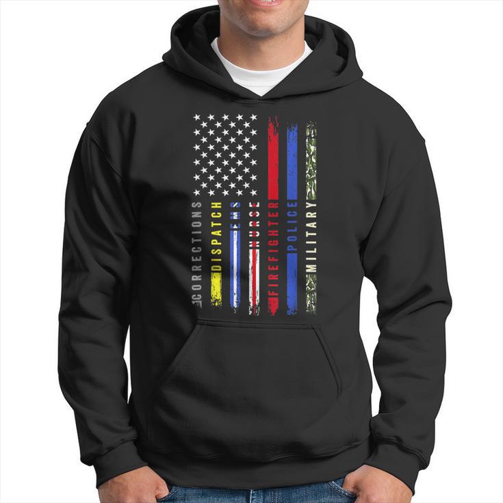 Nurse Ems Police Fire Military First Responders Hero Flag Hoodie | Mazezy