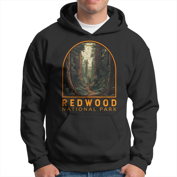 Redwood National Park Illustration Trail Emblem Hoodie | Mazezy