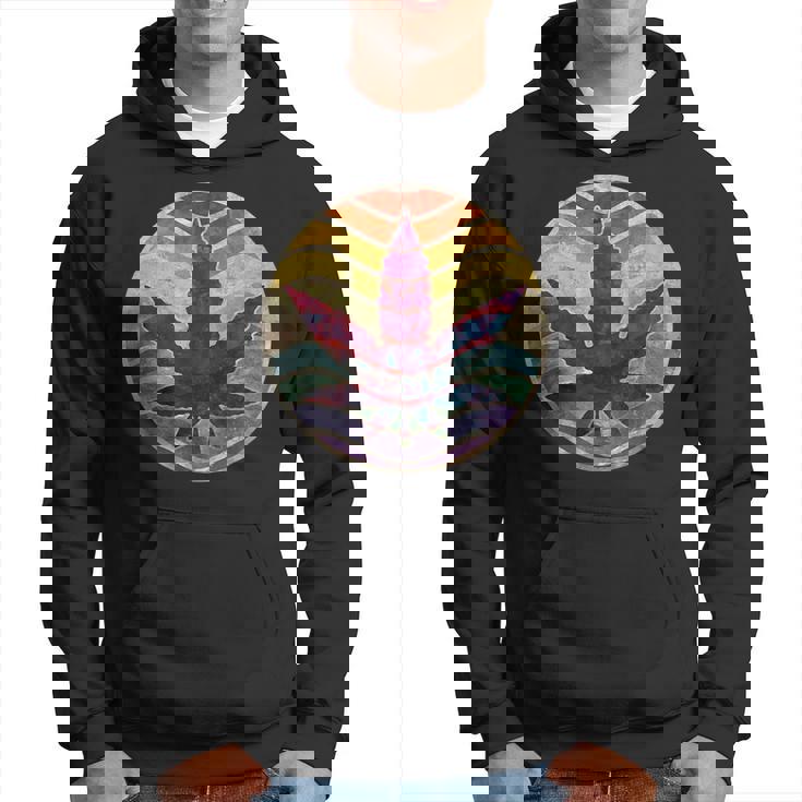 Retro Design Of Marijuana Leaf Cannabis Weed Hoodie | Mazezy
