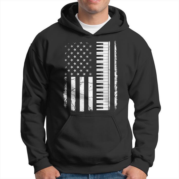 Vintage Retro Keyboard Usa Flag Piano Player Pianist Music Hoodie ...