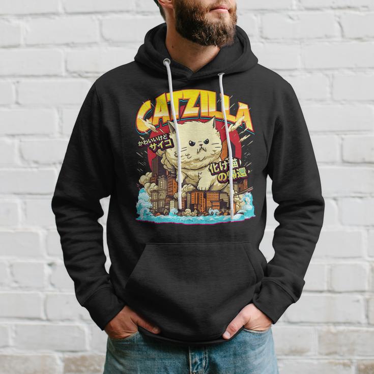Catzilla Cute Paws Top Funny Grumpy Fluffy Cat Fluff Around Hoodie | Mazezy