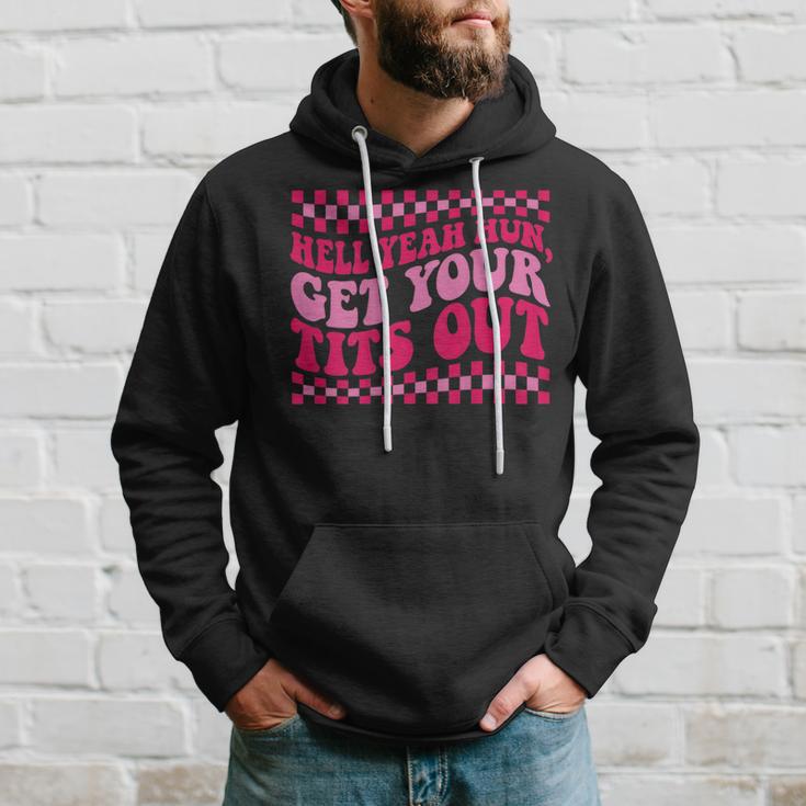 Hell Yeah Hun Get Your Tits Out On Back Hoodie | Mazezy