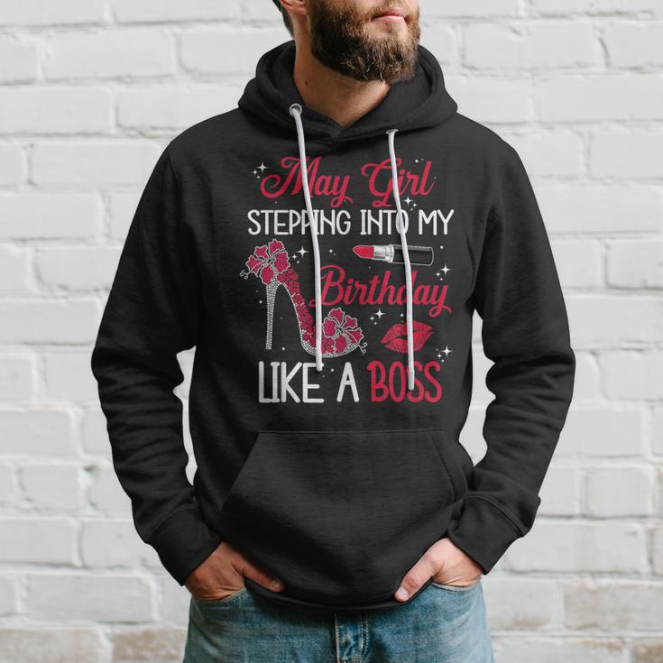 May Girl Stepping Into My Birthday Like A Boss Shoes Gifts Hoodie | Mazezy