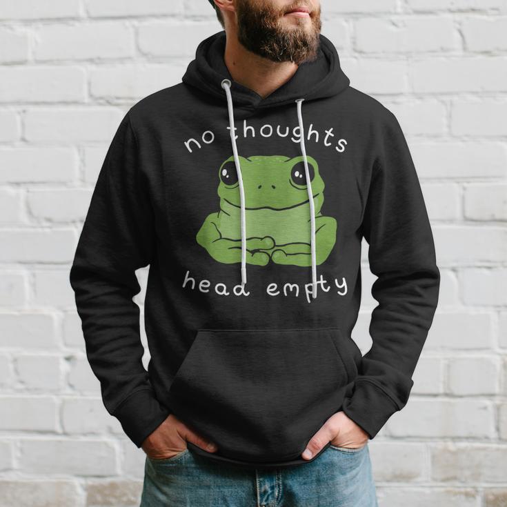 No Thoughts Head Empty Cute Frog Meme Aesthetic Hoodie | Mazezy