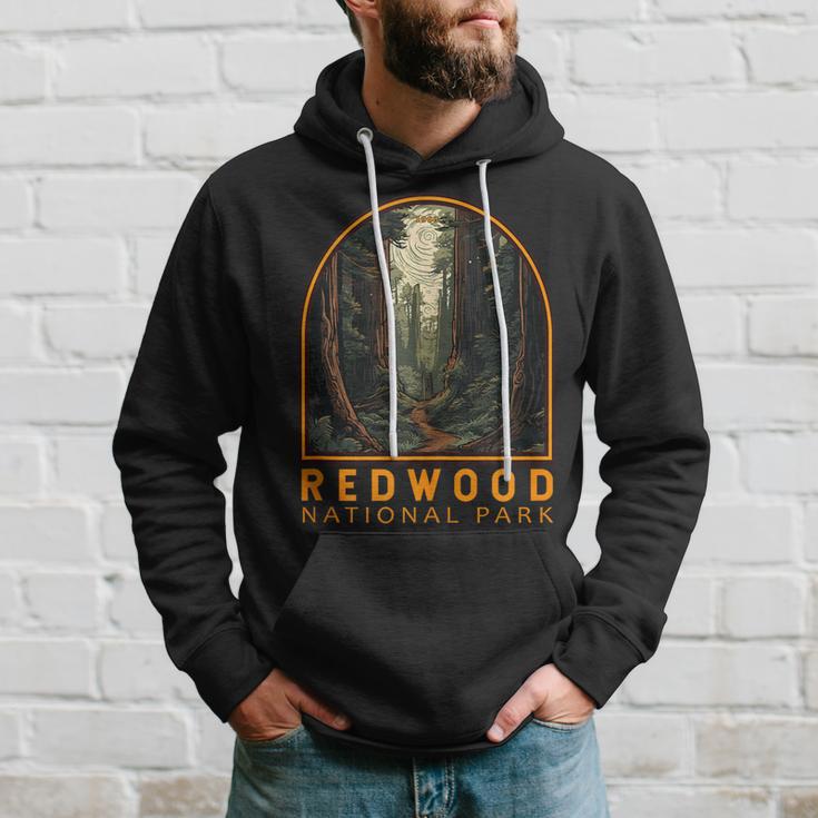 Redwood National Park Illustration Trail Emblem Hoodie | Mazezy