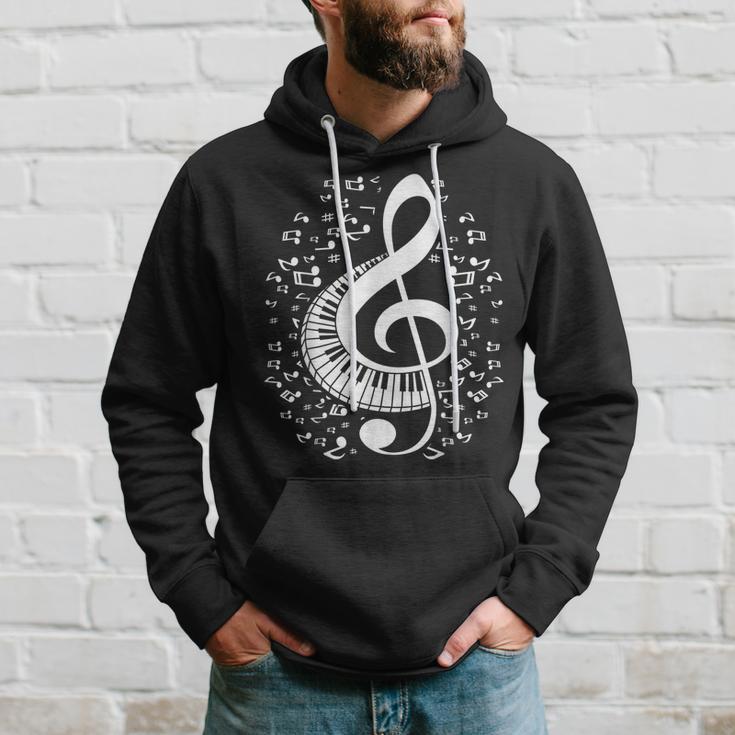 Treble Clef Keyboard Classical Music Notes Pianist Piano Hoodie | Mazezy