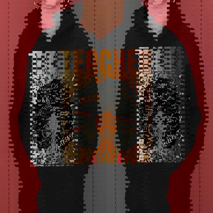 Black Woman Teacher Afro Black History Month Melanin V7 Women Hoodie - Seseable