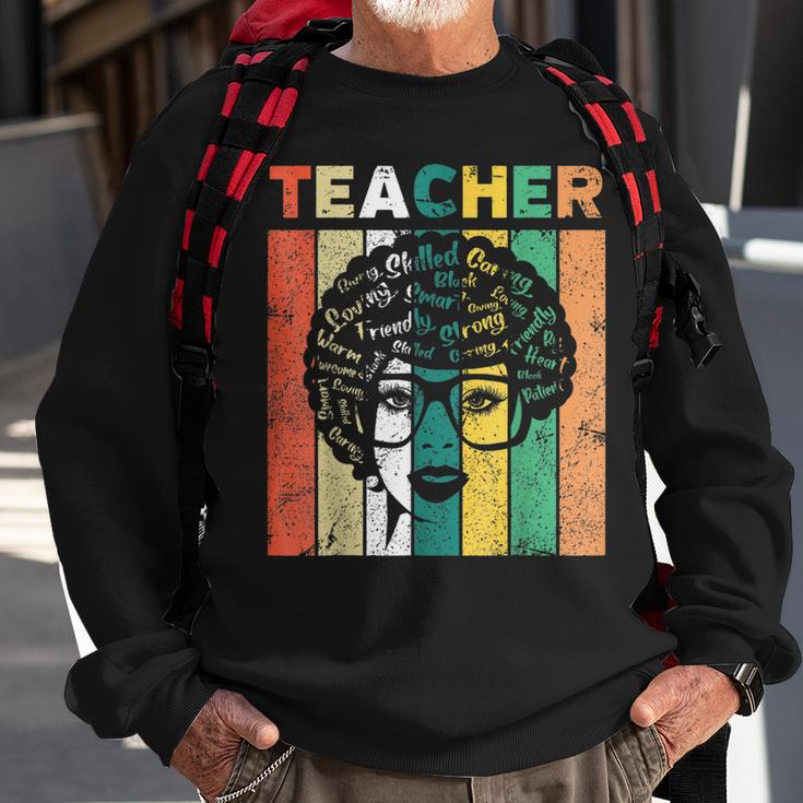 Black Woman Teacher Afro Black History Month Melanin V6 Sweatshirt | Seseable