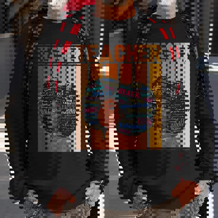 Black Woman Teacher Afro Black History Month Melanin V5 Sweatshirt - Seseable