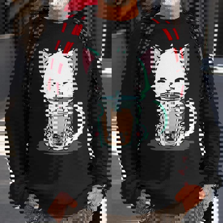 Boba Cat Kawaii Kitten Drinking Boba Cat Sweatshirt - Seseable