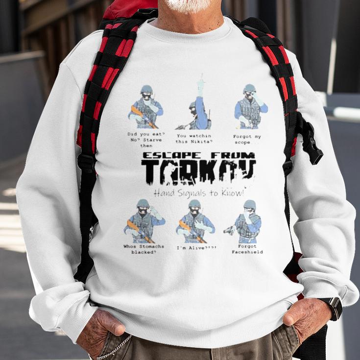 Tarkov Hand Signs Escape From Tarkov Sweatshirt | Mazezy