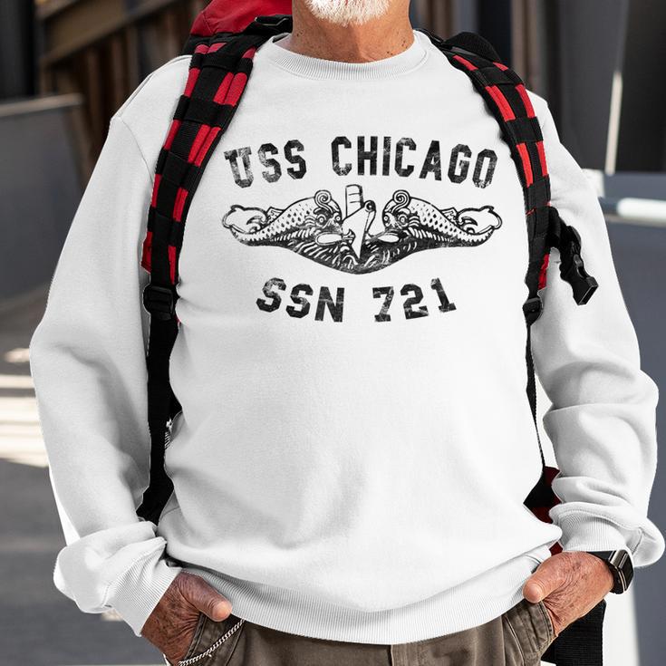 Uss Chicago Ssn 721 Attack Submarine Badge Vintage Sweatshirt - Seseable