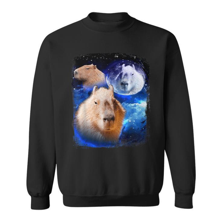Capybara Meme Moon Funny Capybaras Vintage Kawaii Men Women Sweatshirt ...