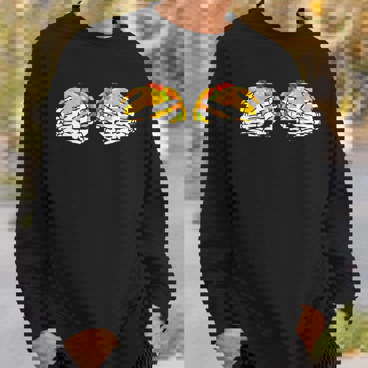 Skeleton Hands On Chest Boobs & Tacos Funny Cinco De Mayo Sweatshirt ...