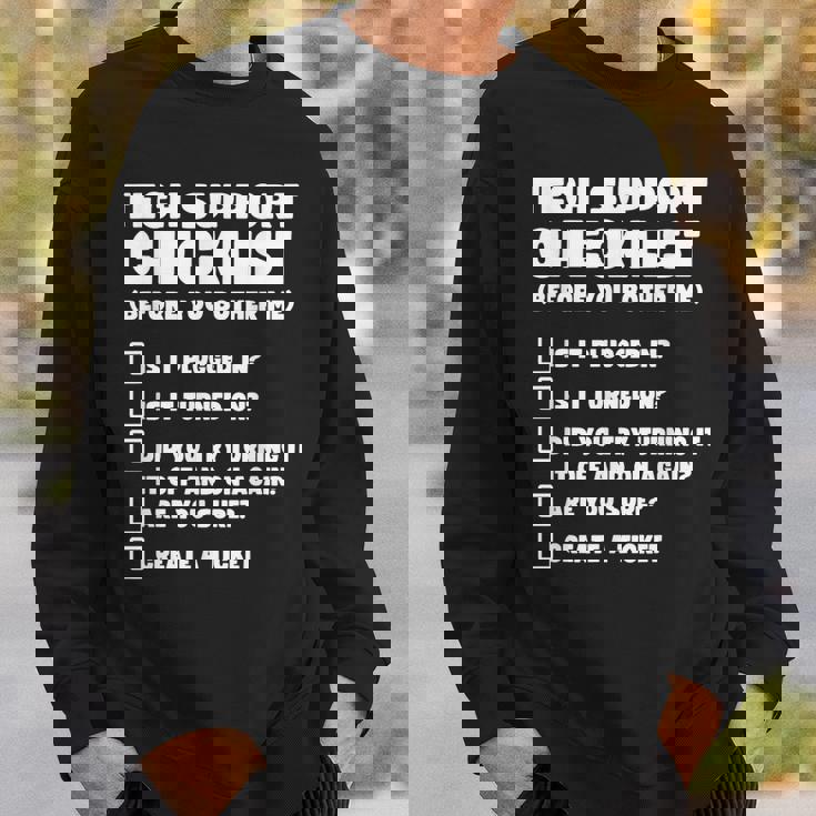 Tech Support Checklist Funny Tech Support Gift Sweatshirt - Thegiftio