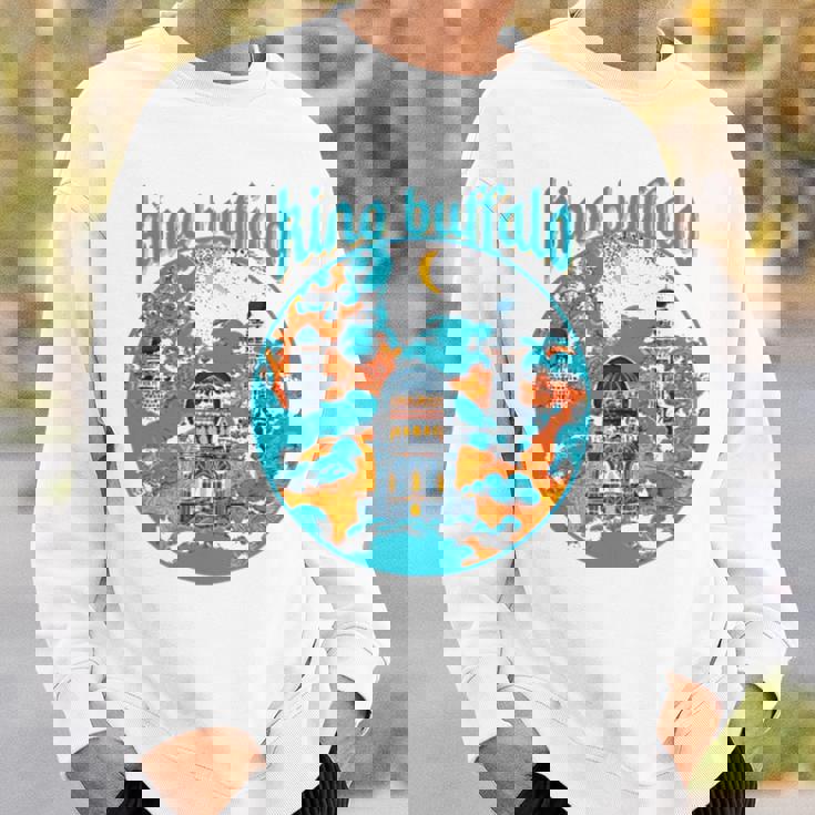 Night Temple Moon King Buffalo Sweatshirt | Mazezy