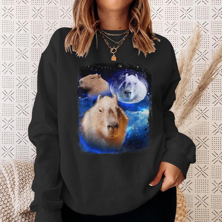 Capybara Meme Moon Funny Capybaras Vintage Kawaii Men Women Sweatshirt ...