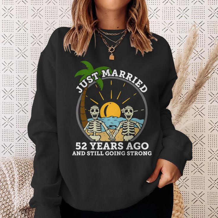 Wedding Anniversary Couple Married 52 Years Ago Skeleton Sweatshirt ...