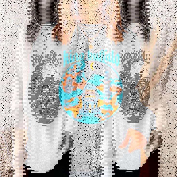 Night Temple Moon King Buffalo Sweatshirt | Mazezy