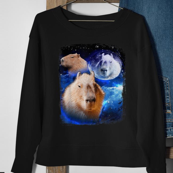 Capybara Meme Moon Funny Capybaras Vintage Kawaii Men Women Sweatshirt ...