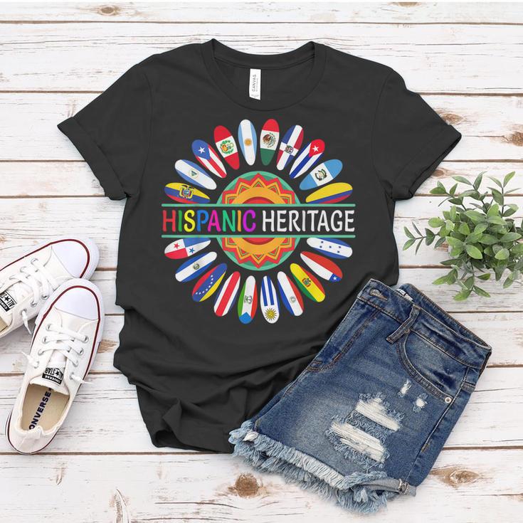 Hispanic Countries Flags Sunflower Hispanic Heritage Month Women T ...
