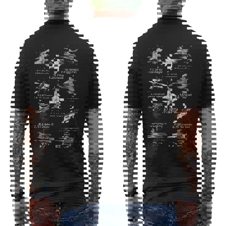 American Fighters Jets F22 Raptor F14 Tomcat Plane Spotting Men's Back ...