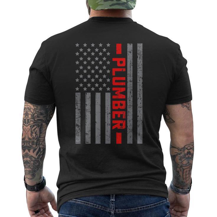 American Flag Plumber Us Flag Vintage For Men Dad Men's T-shirt Back ...